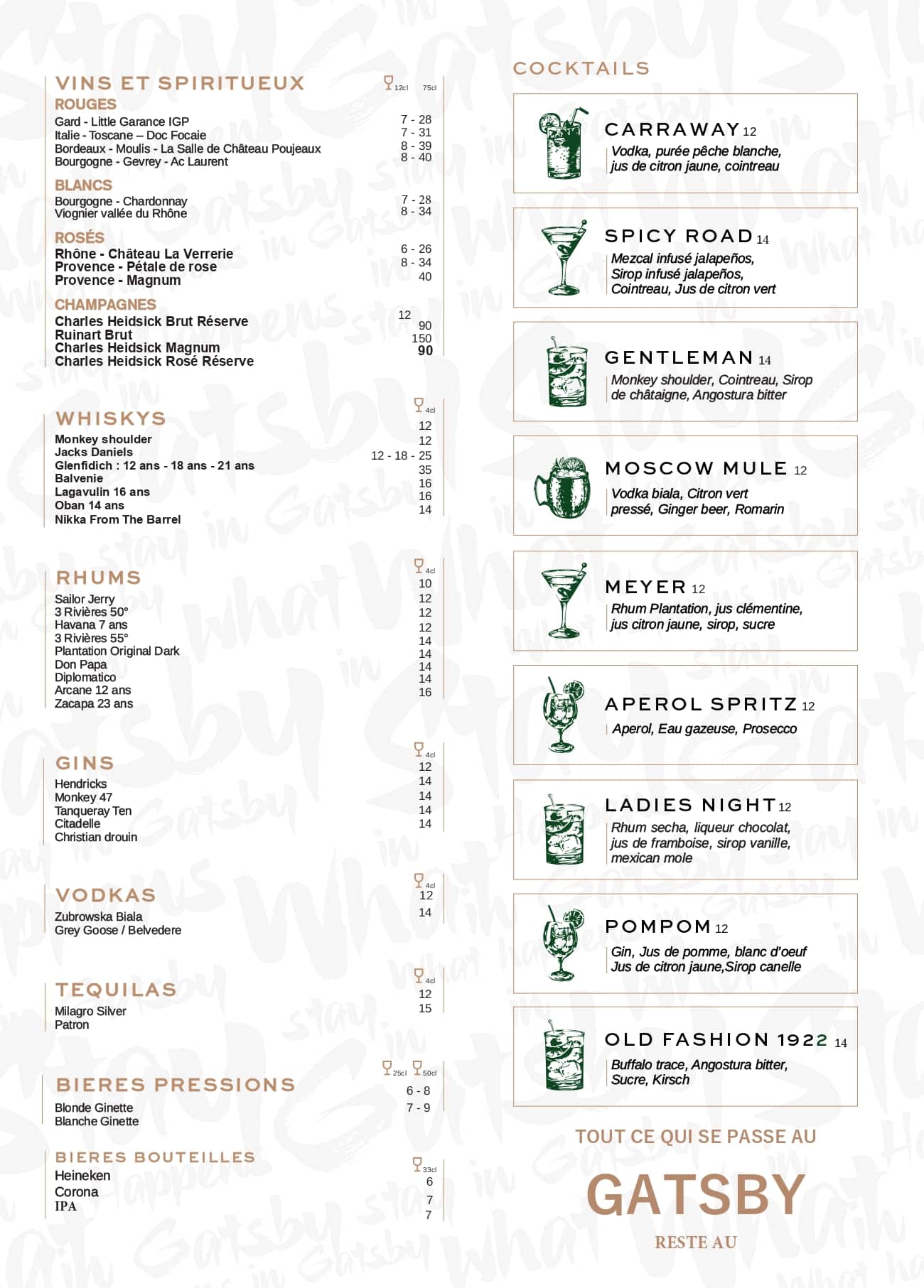 La Carte - Le GATSBY